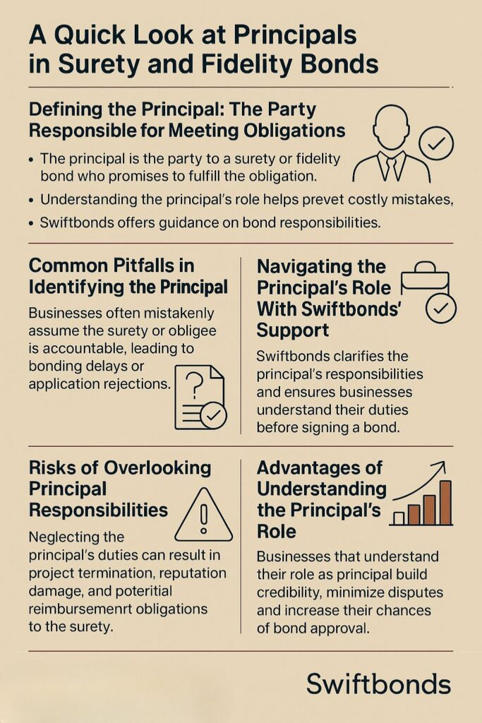 The Party to a Surety or Fidelity Bond Who Promises to Fulfill the Obligation Is the Principal ...